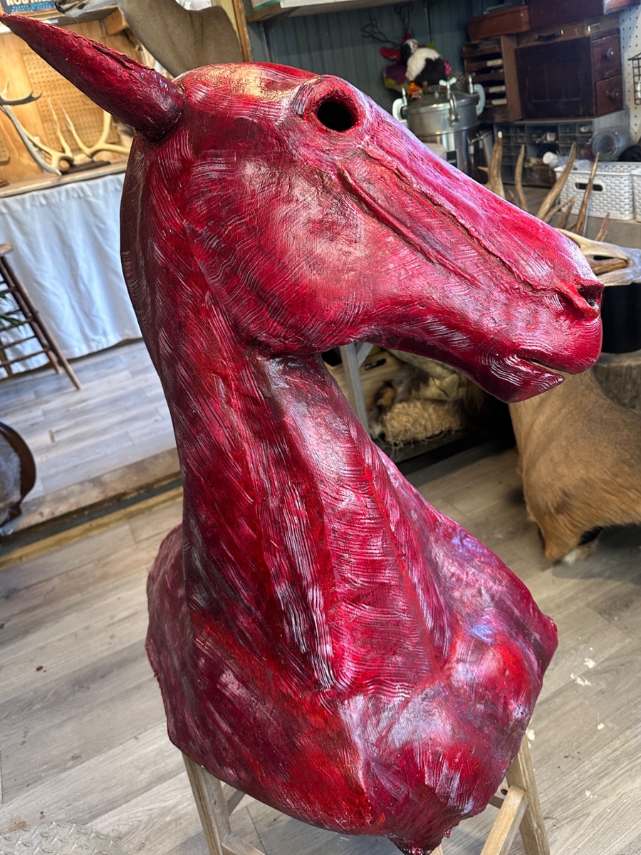 Lifesized paper mache flayed horse head - NOLA PICKUP